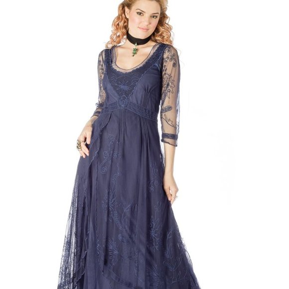 Nataya | Dresses | Royal Blue Nataya Victorian Downton Inspired Dress ...
